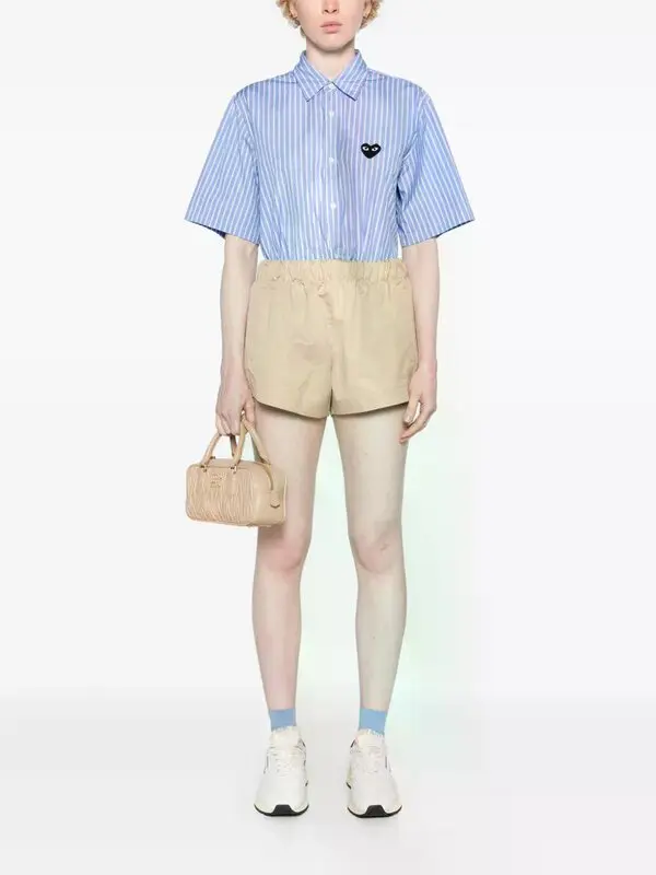 Play Comme Des Garcon Heart-patch Striped Shirt