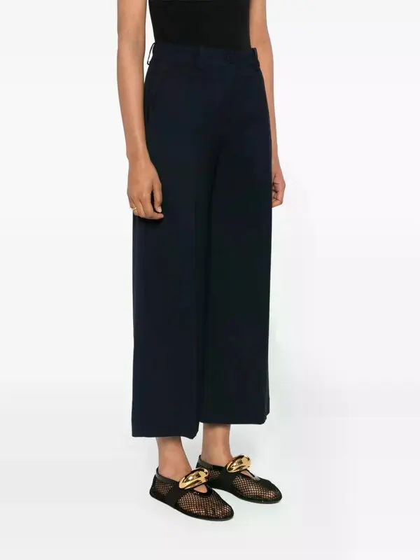 Erika Cavallini Navy Cady Texture Cropped Trousers