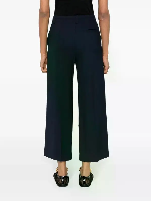 Erika Cavallini Navy Cady Texture Cropped Trousers