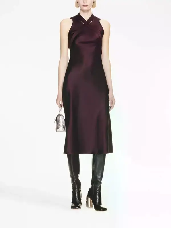 Off-White Crossover-strap Satin Midi Dress
