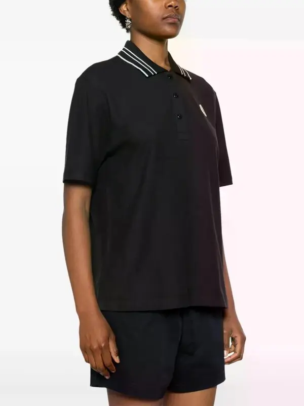 Moncler Logo-patch Cotton Polo Shirt - Black