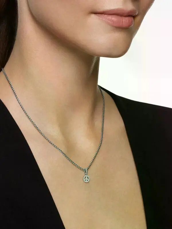 David Yurman Micro Pavé Peace Sign Diamond Necklace