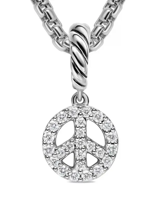 David Yurman Micro Pavé Peace Sign Diamond Necklace