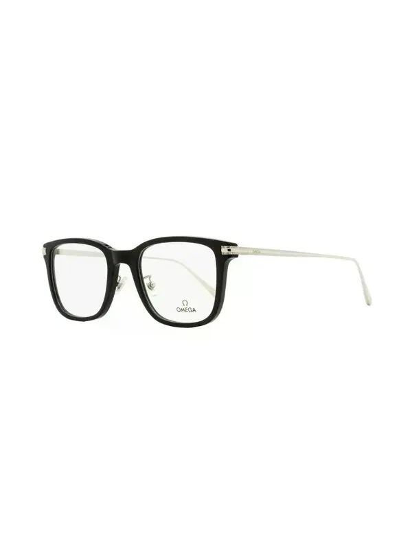 Omega Engraved Logo Rectangular-frame Glasses