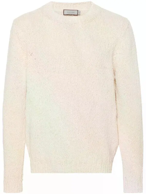 Canali Crew-neck Cotton Jumper - Neutrals