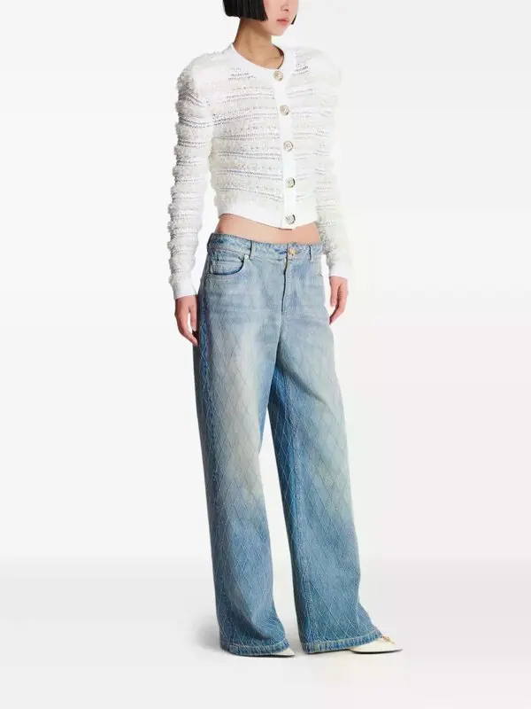 Balmain Diamond-stitched Denim Jeans