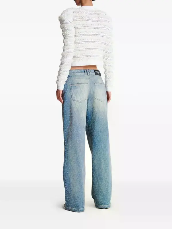 Balmain Diamond-stitched Denim Jeans