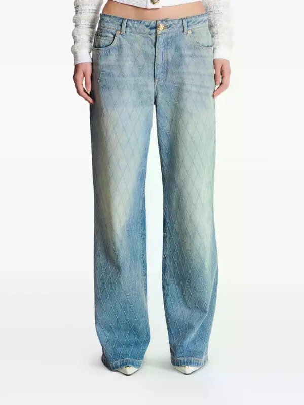 Balmain Diamond-stitched Denim Jeans