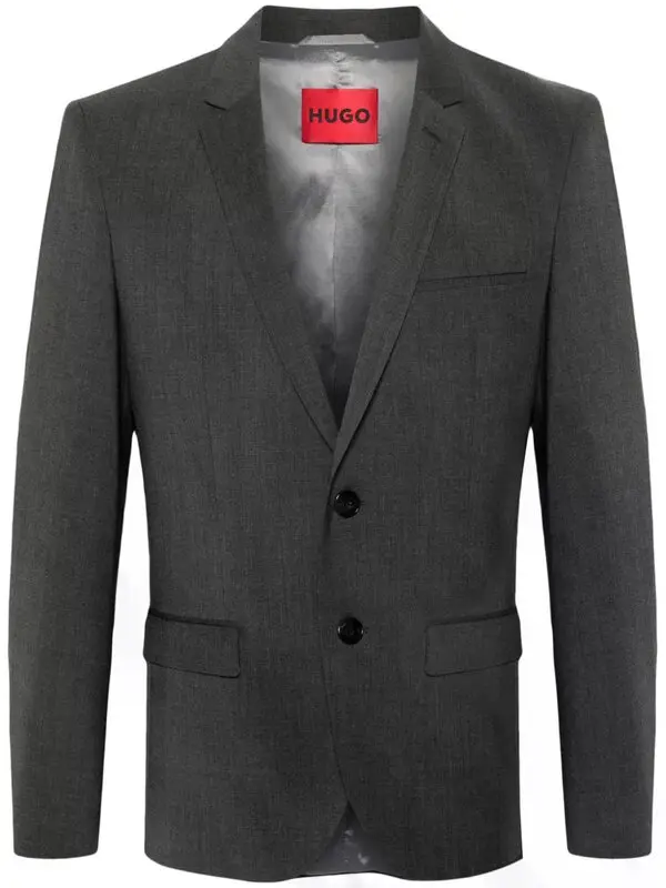 BOSS Notched-lapels Single-breasted Blazer - Grey