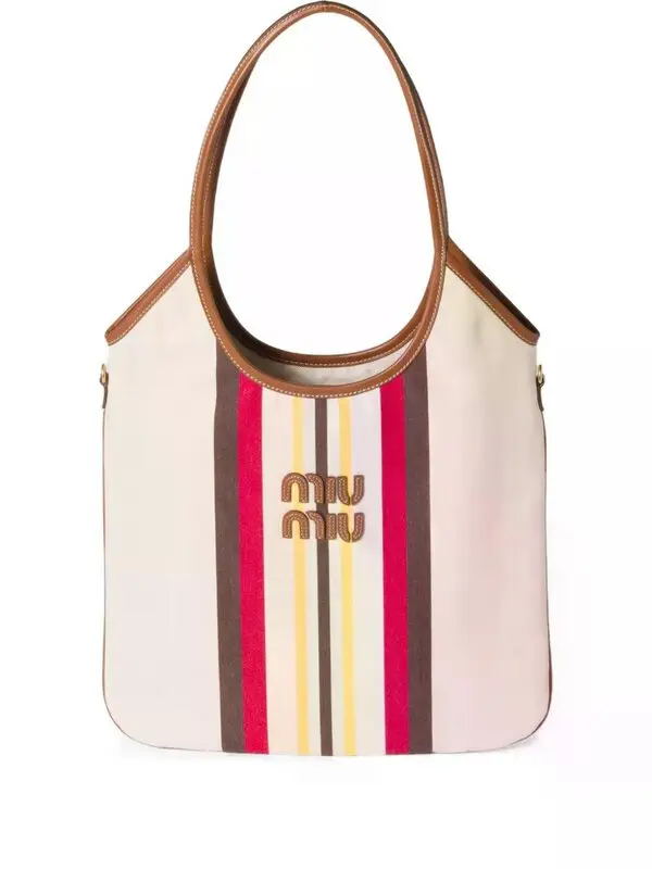 Miu Miu Striped Tote Bag - Neutrals