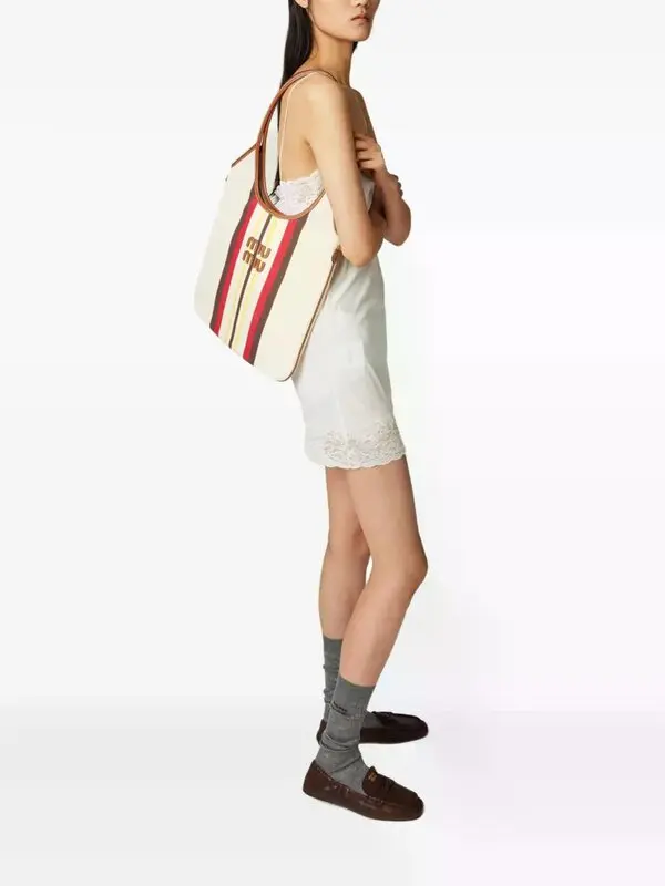 Miu Miu Striped Tote Bag - Neutrals