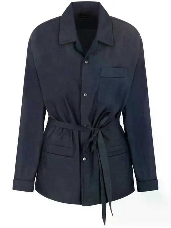 10 CORSO COMO Embroidered Chambray Pyjama Shirt - Blue