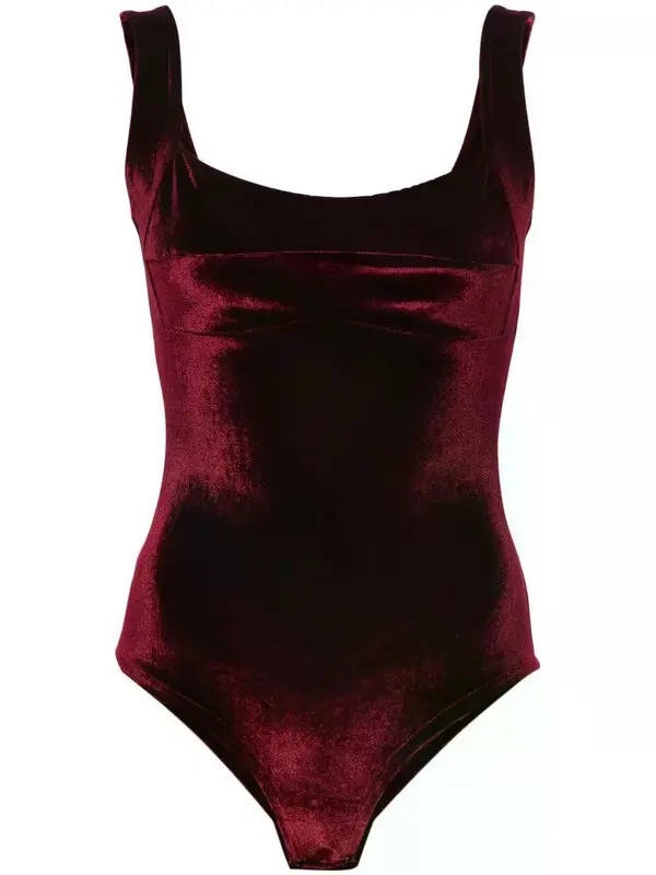 ATU BODY COUTURE Square-neck Velvet Bodysuit