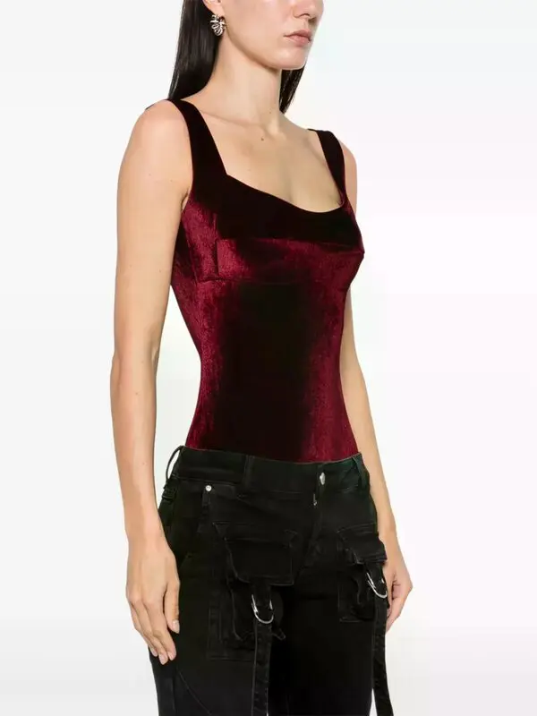 ATU BODY COUTURE Square-neck Velvet Bodysuit
