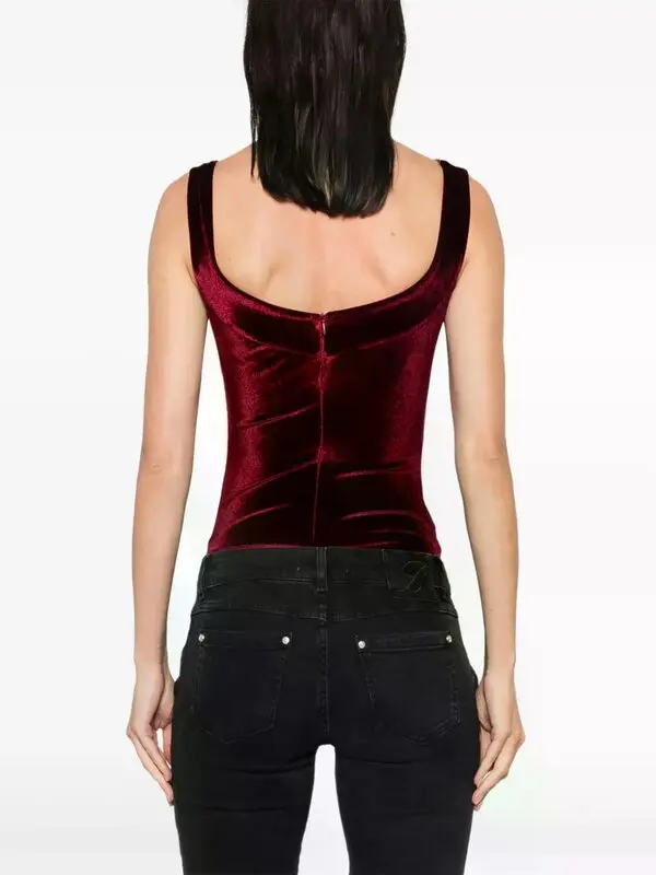 ATU BODY COUTURE Square-neck Velvet Bodysuit