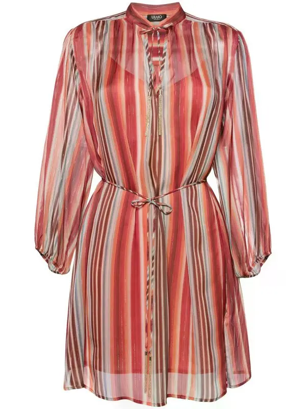 Liu Jo Striped Split-neck Mini Dress
