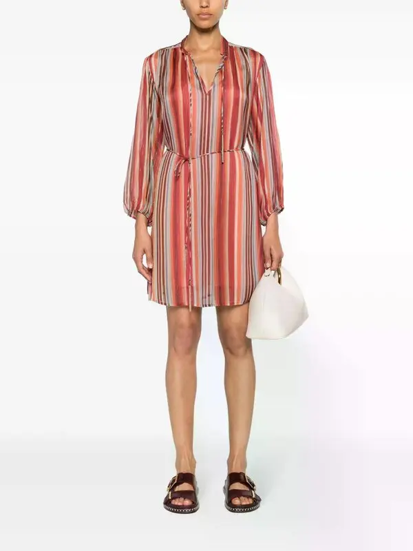 Liu Jo Striped Split-neck Mini Dress