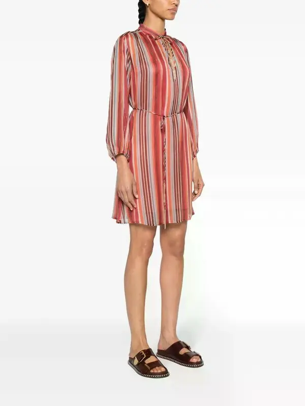 Liu Jo Striped Split-neck Mini Dress