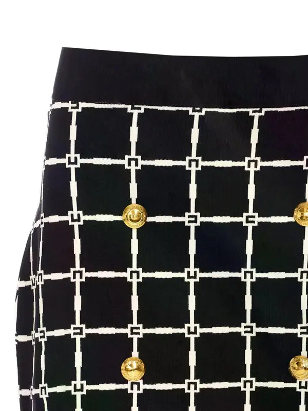 Elisabetta Franchi Grid-patterned Buttoned Mini Skirt