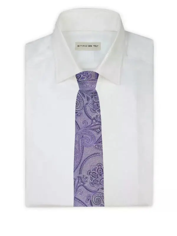 Etro Paisley Detail Neck Tie - Purple