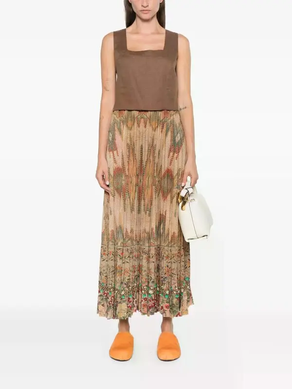 PIERRE-LOUIS MASCIA Geometric And Floral Print Pleated Skirt