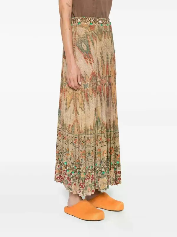 PIERRE-LOUIS MASCIA Geometric And Floral Print Pleated Skirt