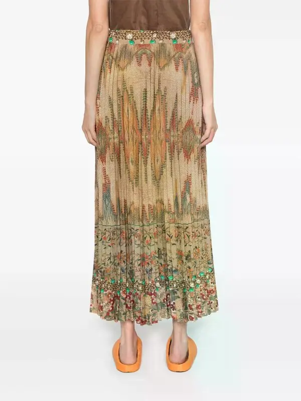 PIERRE-LOUIS MASCIA Geometric And Floral Print Pleated Skirt