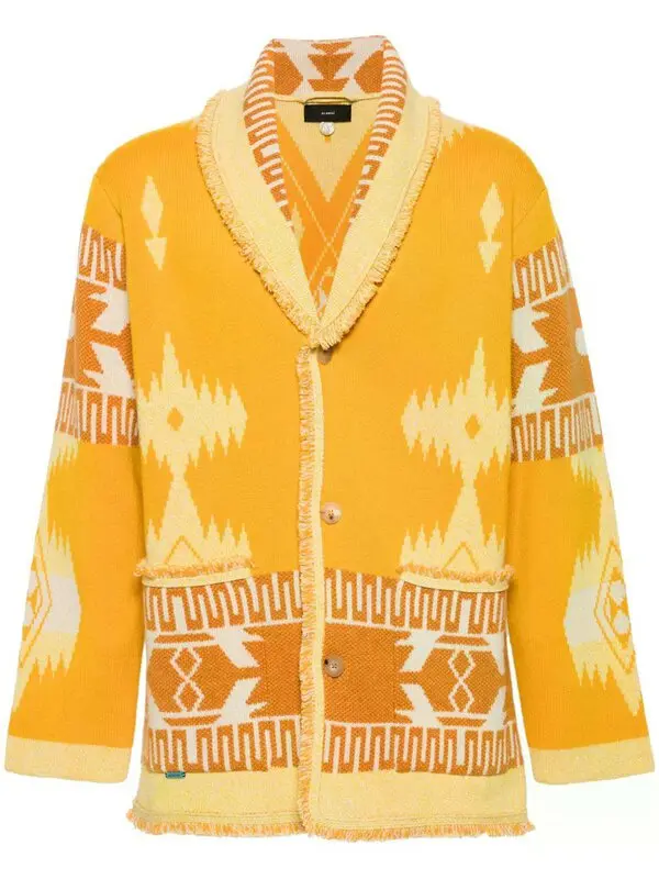Alanui Icon Pattern-jacquard Cashmere Cardigan - Yellow