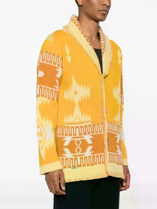 Alanui Icon Pattern-jacquard Cashmere Cardigan - Yellow