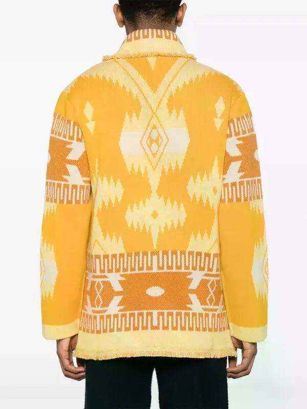 Alanui Icon Pattern-jacquard Cashmere Cardigan - Yellow