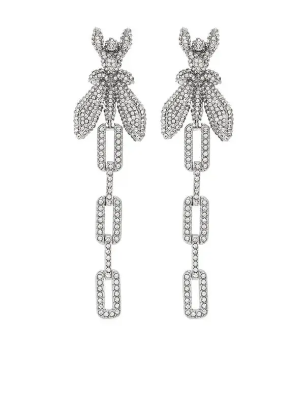 Patrizia Pepe Fly Rhinestone-embellished Earrings - Silver