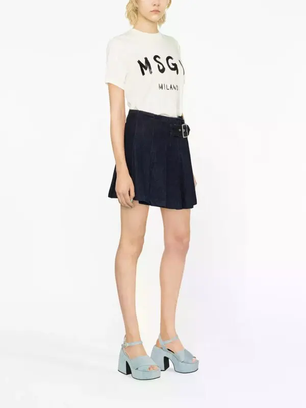 MSGM Logo-print Cotton T-shirt - Neutrals