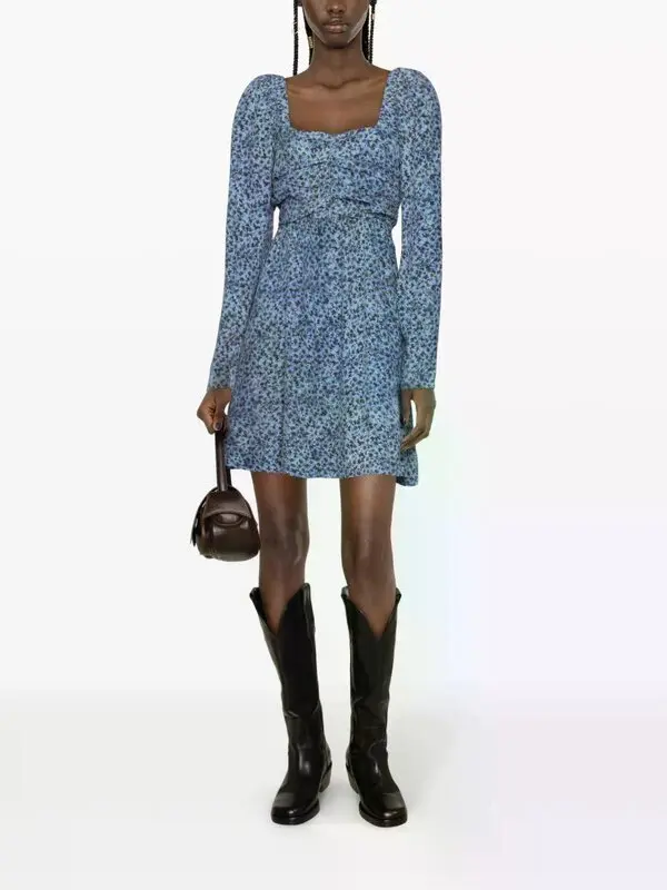 GANNI Daisy-print Crepe Minidress