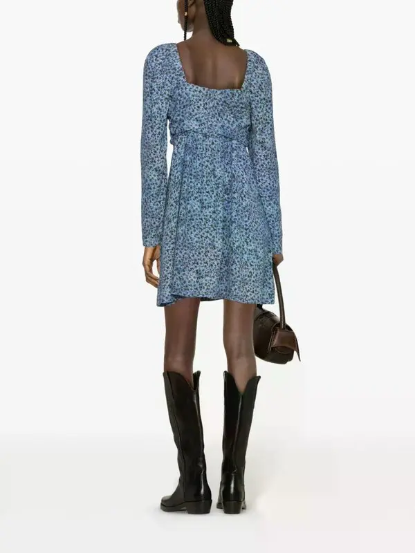 GANNI Daisy-print Crepe Minidress