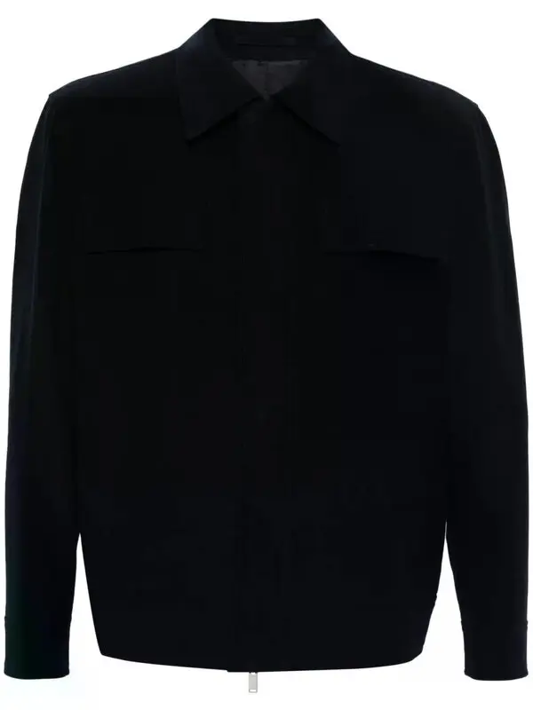 LARDINI Non-brushed-fleece Shirt Jacket - Blue