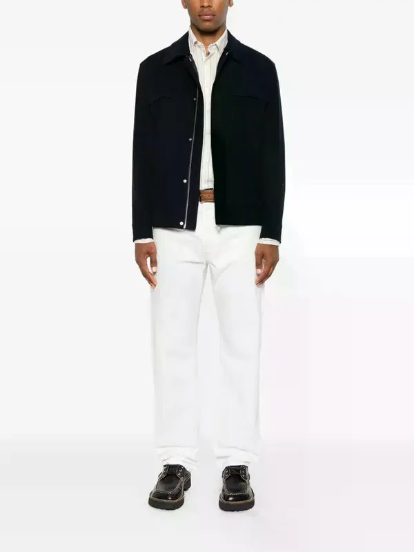 LARDINI Non-brushed-fleece Shirt Jacket - Blue