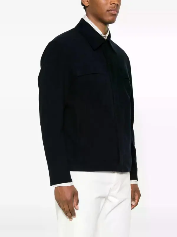 LARDINI Non-brushed-fleece Shirt Jacket - Blue
