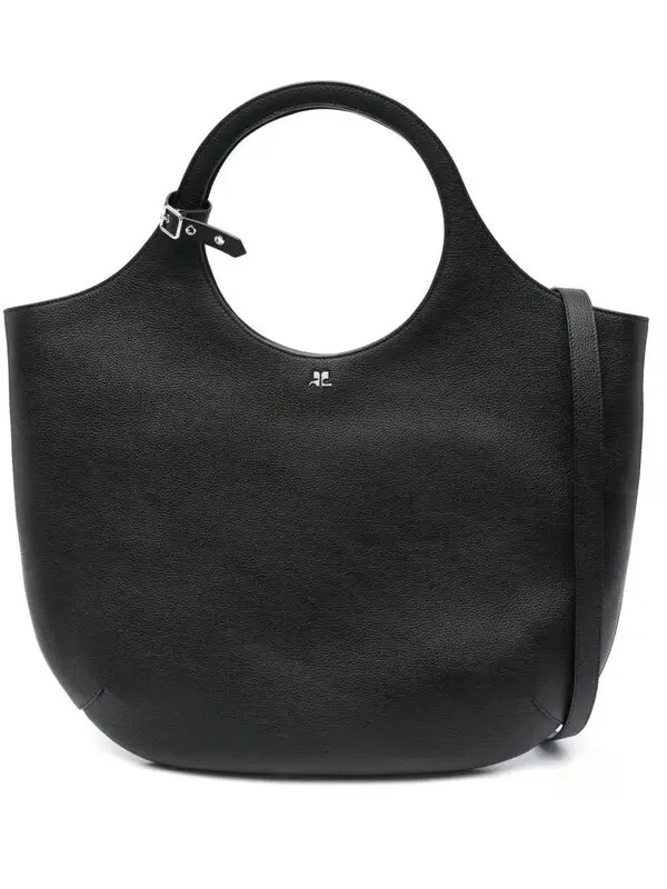 COURREGES Large Holy Leather Tote Bag - Black