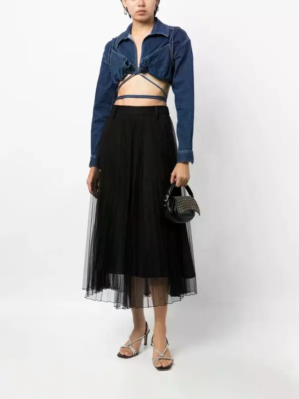 ACT Nº1 Cropped Open-back Denim Blouse