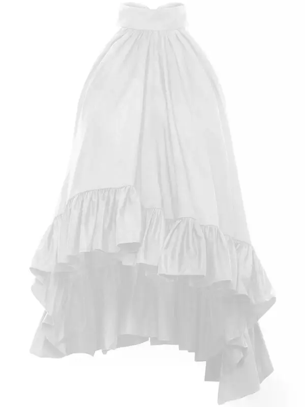Azeeza Plath Ruffled Cotton Blouse - White