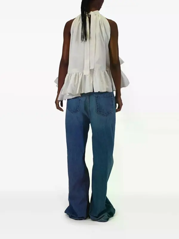 Azeeza Plath Ruffled Cotton Blouse - White