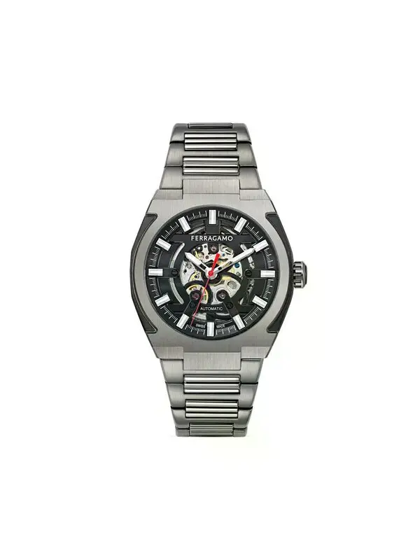 FERRAGAMO Supreme Skeleton 43mm Stainless Steel Watch - Black