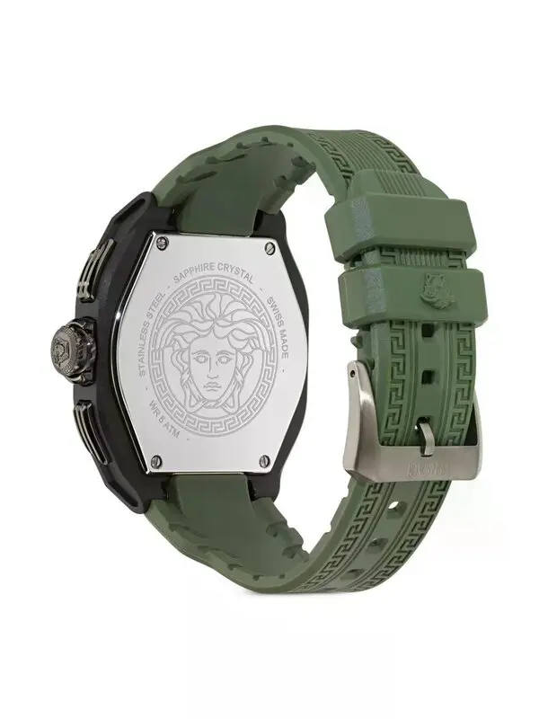 Versace Chronograph Watch With Ceramic Case And Rubber Strap