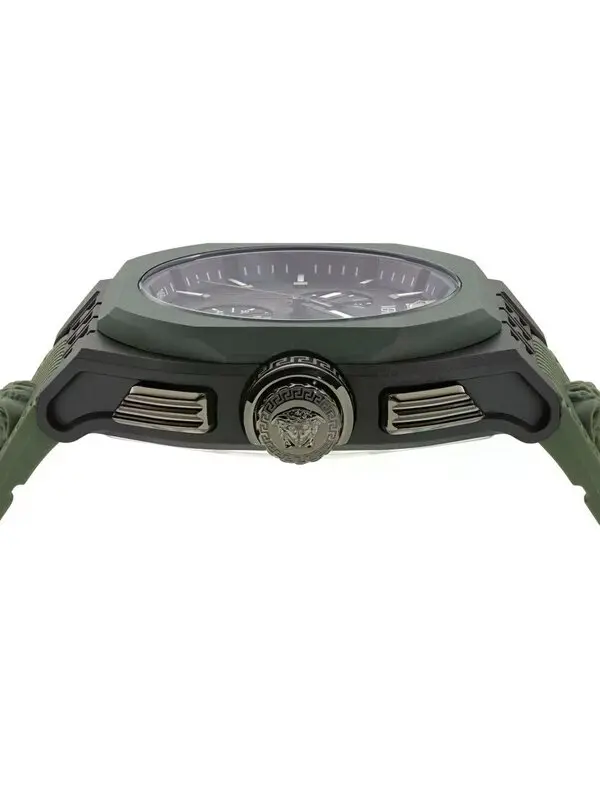 Versace Chronograph Watch With Ceramic Case And Rubber Strap