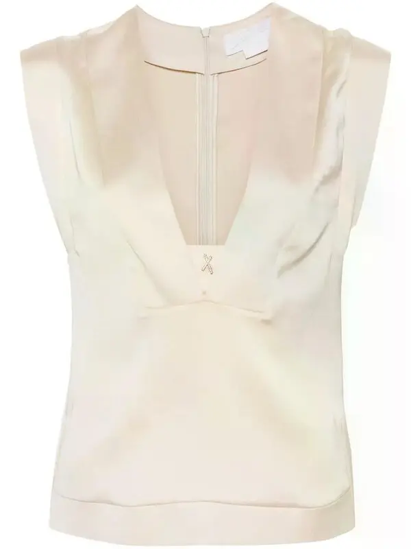 GENNY Appliqué-detail Sleeveless Blouse - Neutrals