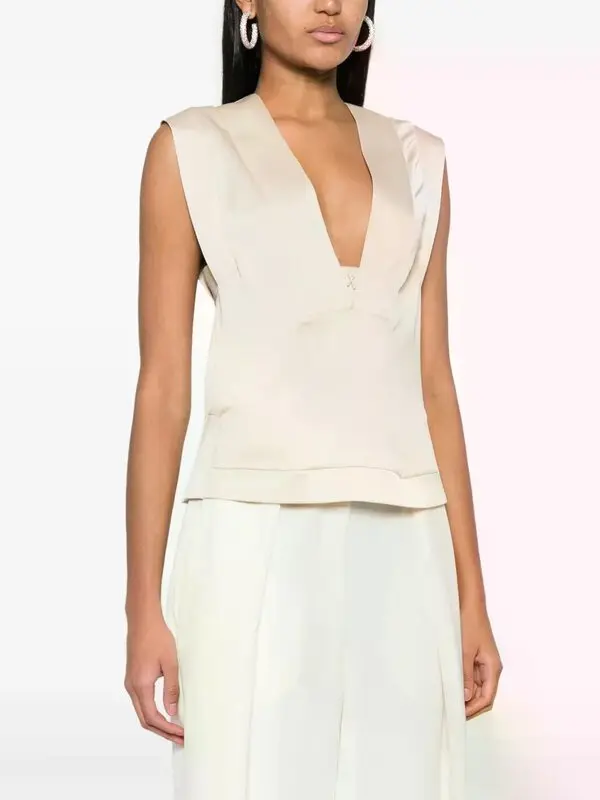 GENNY Appliqué-detail Sleeveless Blouse - Neutrals