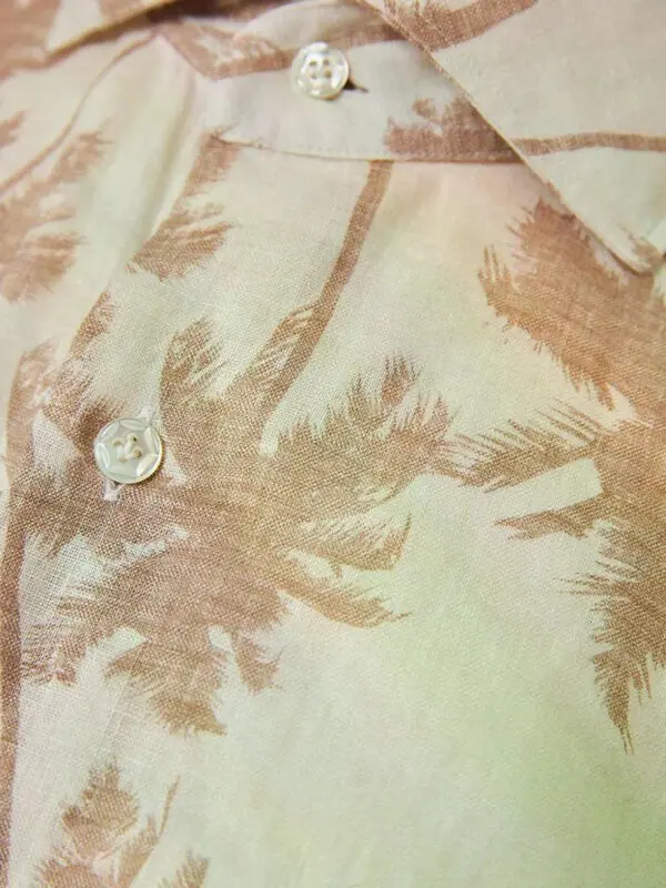 BARBA NAPOLI Palm-tree Print Linen Shirt - Neutrals