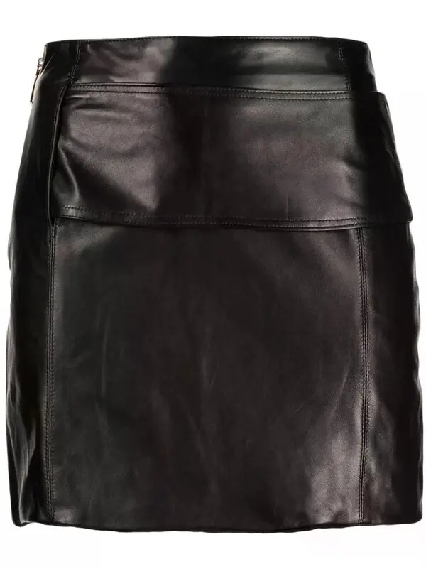 BOYAROVSKAYA Zip-up Leather Skirt - Black