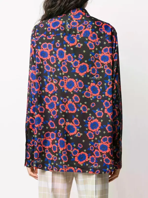 Rokh Floral-print Tie-insert Shirt