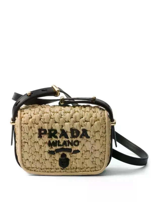 Prada Logo-embroidered Interwoven Shoulder Bag